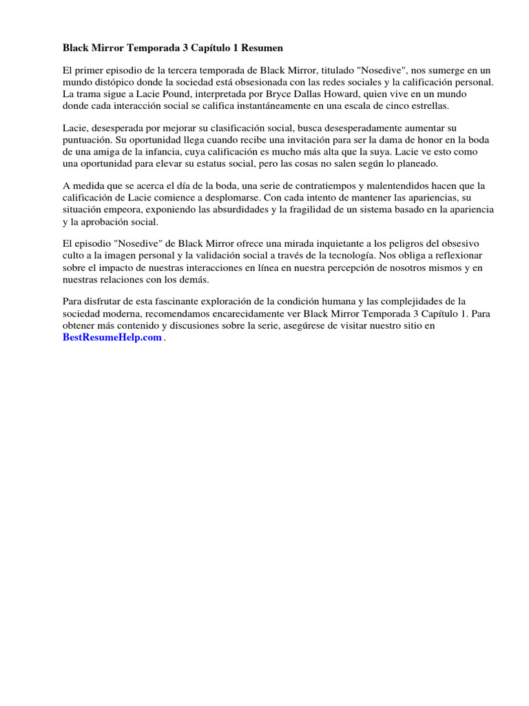 Black Mirror Temporada 3 Capitulo 1 Resumen | PDF