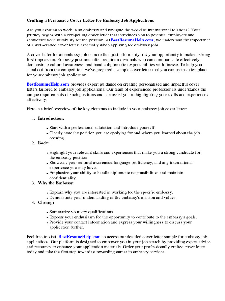 Embassy Job Cover Letter Guide | PDF | Résumé