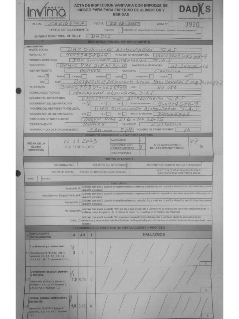 Acta de Inspección Sanitaria | PDF