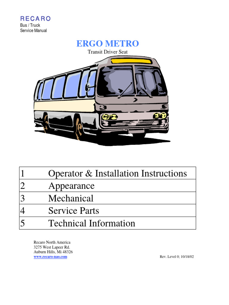 Recaro Ergo-Metro Driver Seat Repair Manual | PDF | Textiles ...