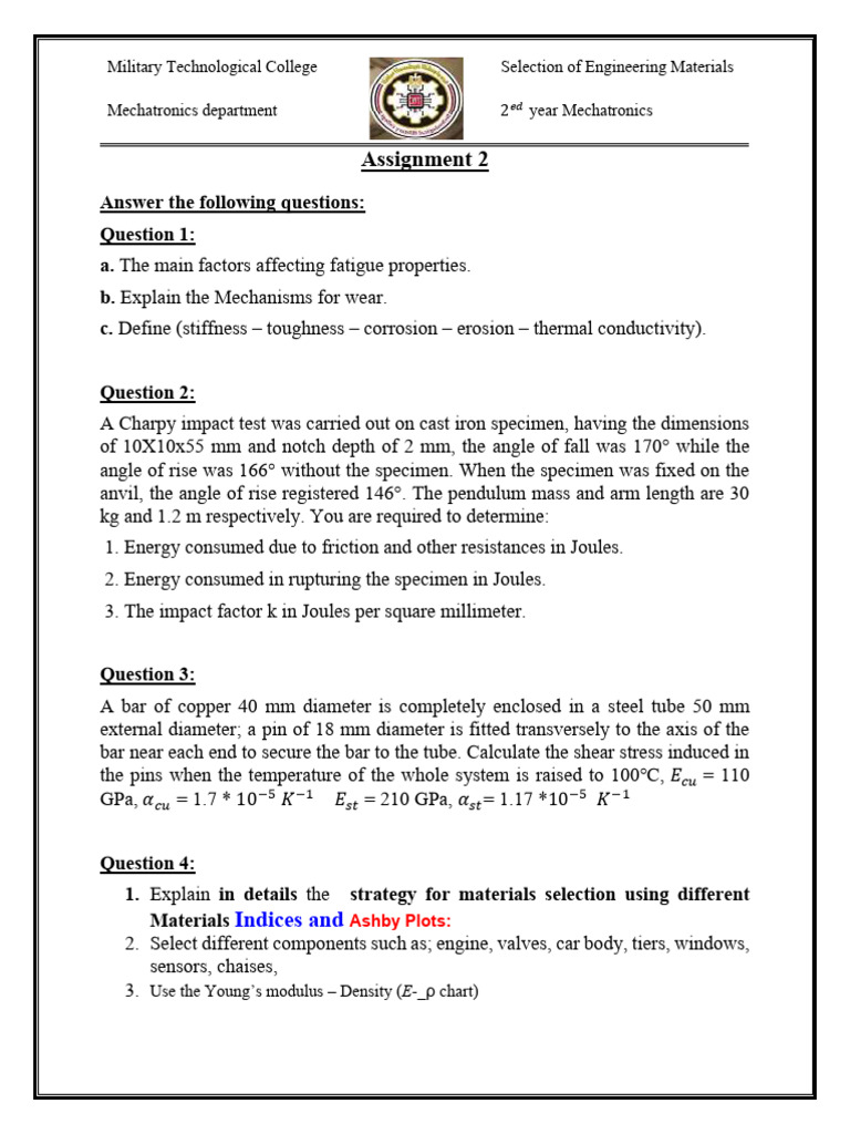 Assignment 2 | PDF | Young's Modulus | Physical Quantities