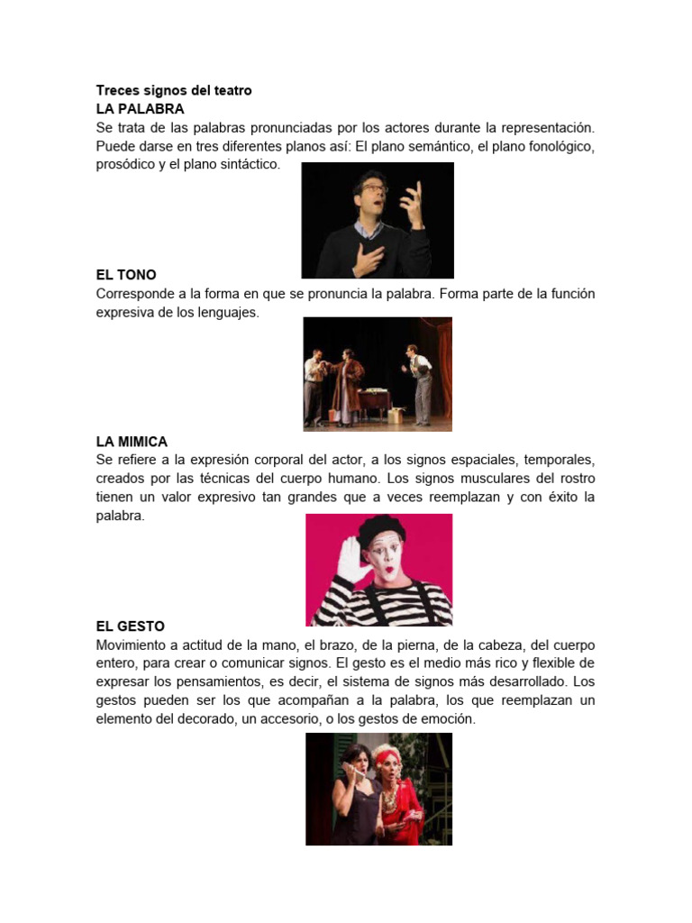 Treces Signos Del Teatro | PDF | Teatro | Palabra