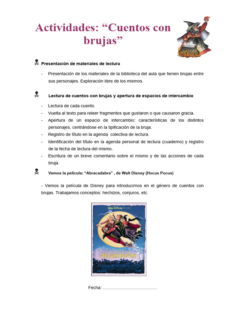 Actividades Cuentos Con Brujas | PDF