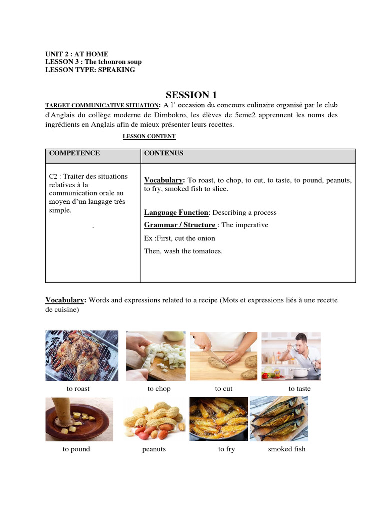 Unité 2_ leçon 3 | PDF | Cuisine | Cooking