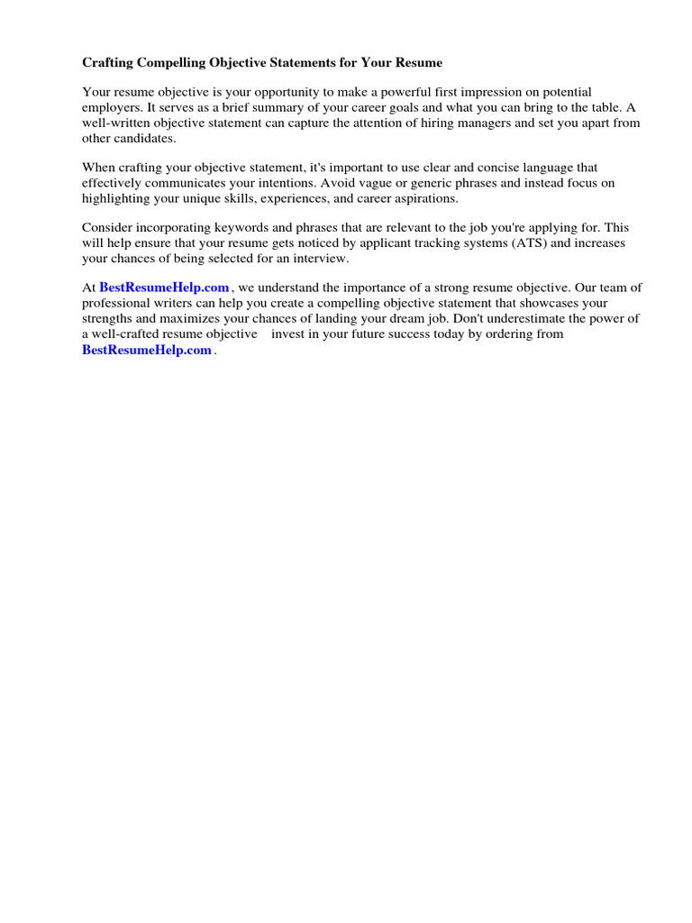 Good Wording For Objective On Resume | PDF | Résumé | Marketing