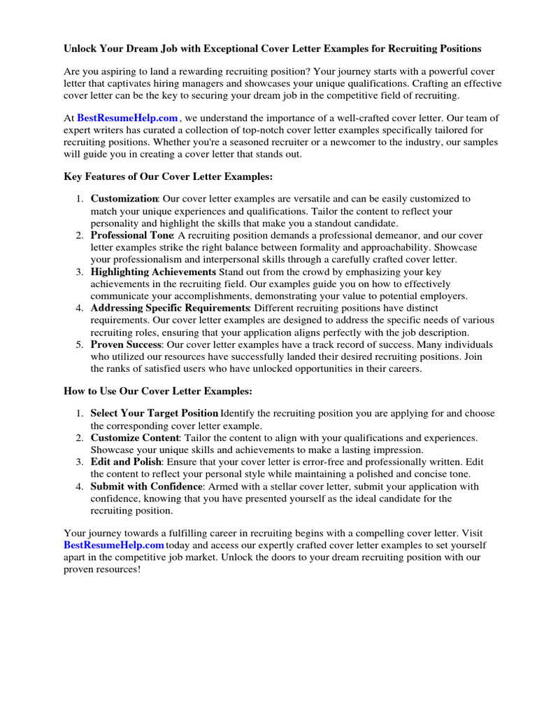 Cover Letter Examples For Recruiting Position | PDF | Résumé | Recruitment