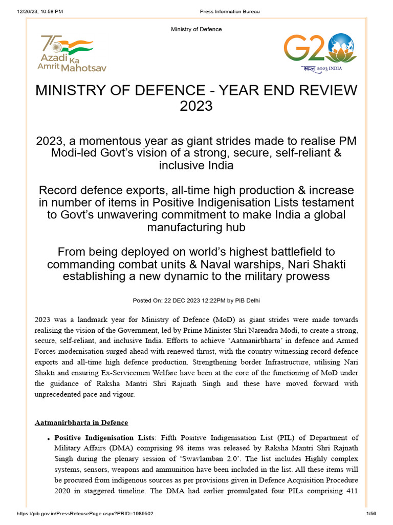 2023 Mod Year End Review | PDF | Military