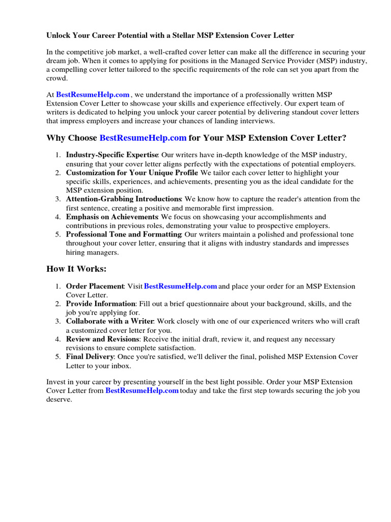 MSP Extension Cover Letter Sample | PDF | Mail | Brand