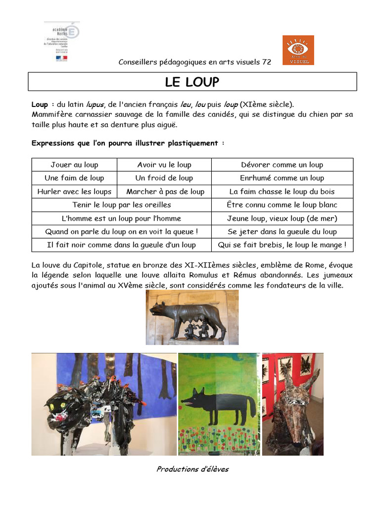 Arts visuels : Le loup en création | PDF | Arts | Chèvre