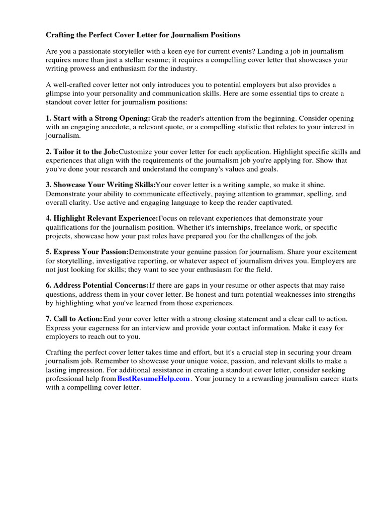 Cover Letter Tips for Journalism Jobs | PDF | Academic Publishing ...