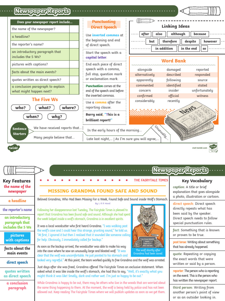 Writing Newspaper Reports Knowledge Organiser - Ver - 7 | PDF | Comma