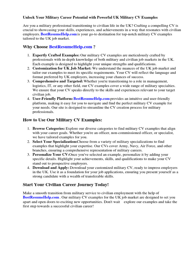 Military CV Examples Uk | Download Free PDF | Engineering | Résumé