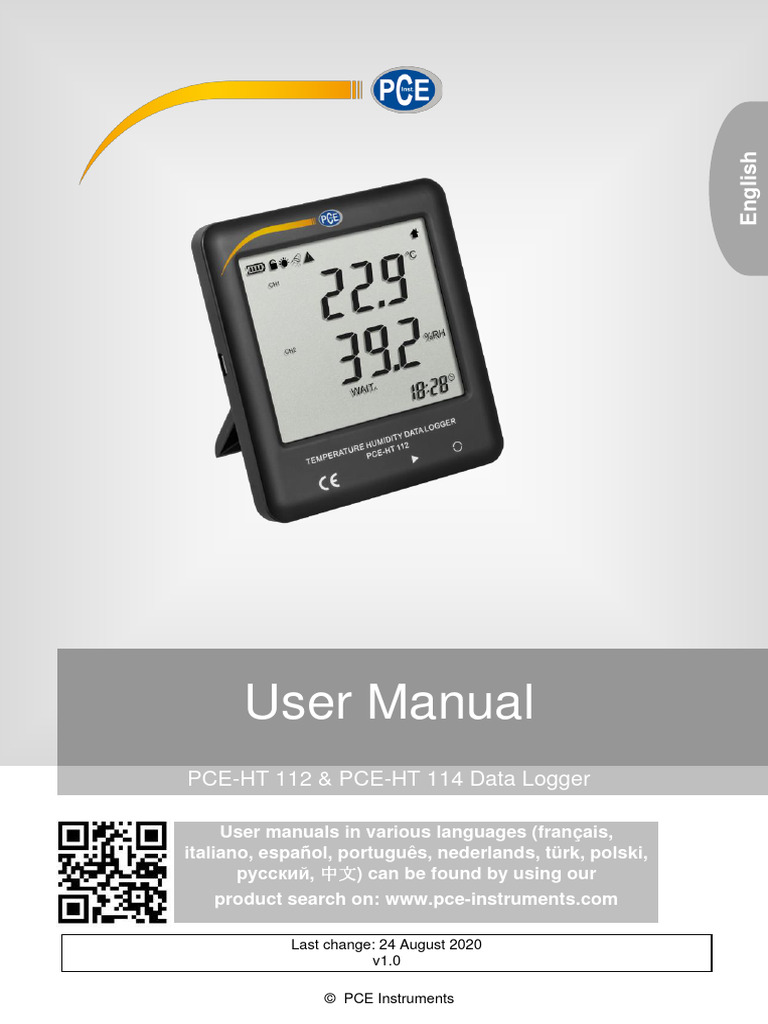 Data Logger Pce HT 112 Pce HT 114 en | PDF | Humidity | Usb
