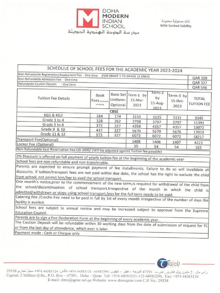 Fees Structure 2023 24 New | PDF