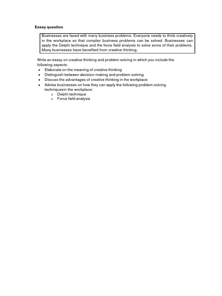 Creative Thinking Essay Question | PDF | Career & Growth