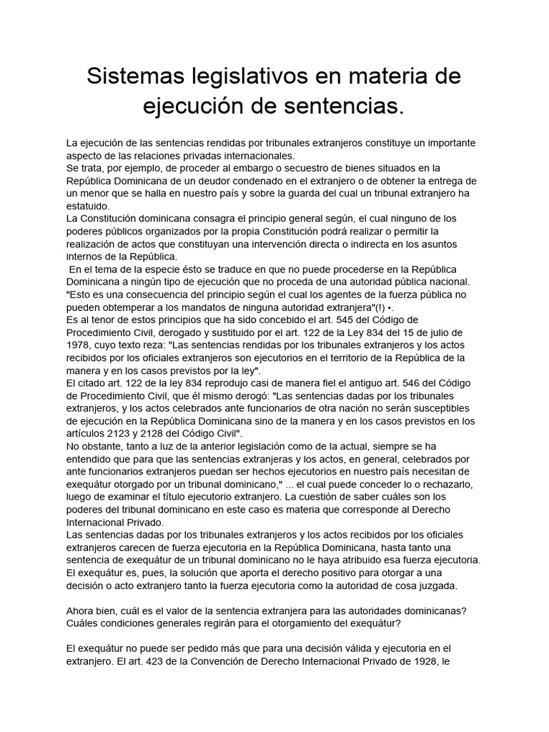 Ejecución de Sentencias Extranjeras | PDF | Sentencia (ley) | Judicaturas
