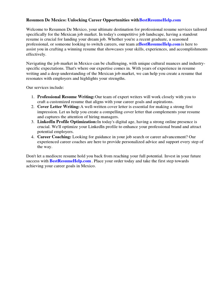 Resumen de Mexico | PDF | Résumé | Linked In