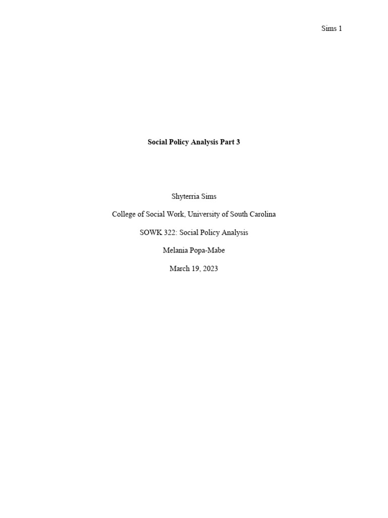 Social Policy Analysis Part 3 PDF Policy Analysis Policy