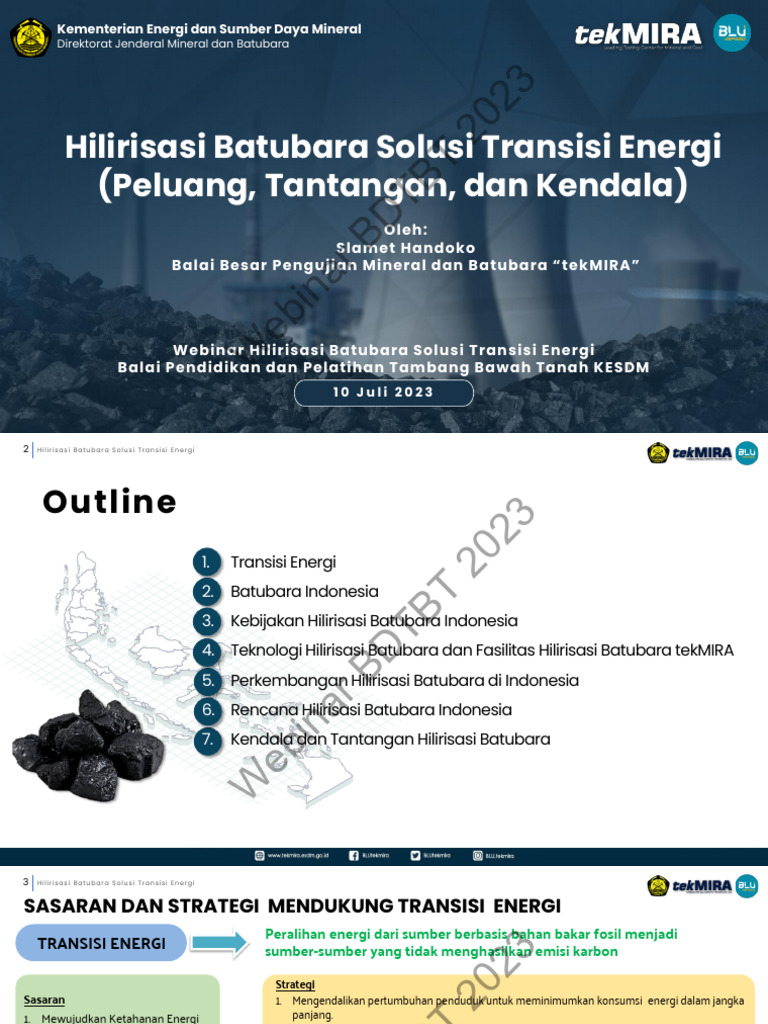 Hilirisasi Batubara Solusi Transisi Energi - tekMIRA | PDF