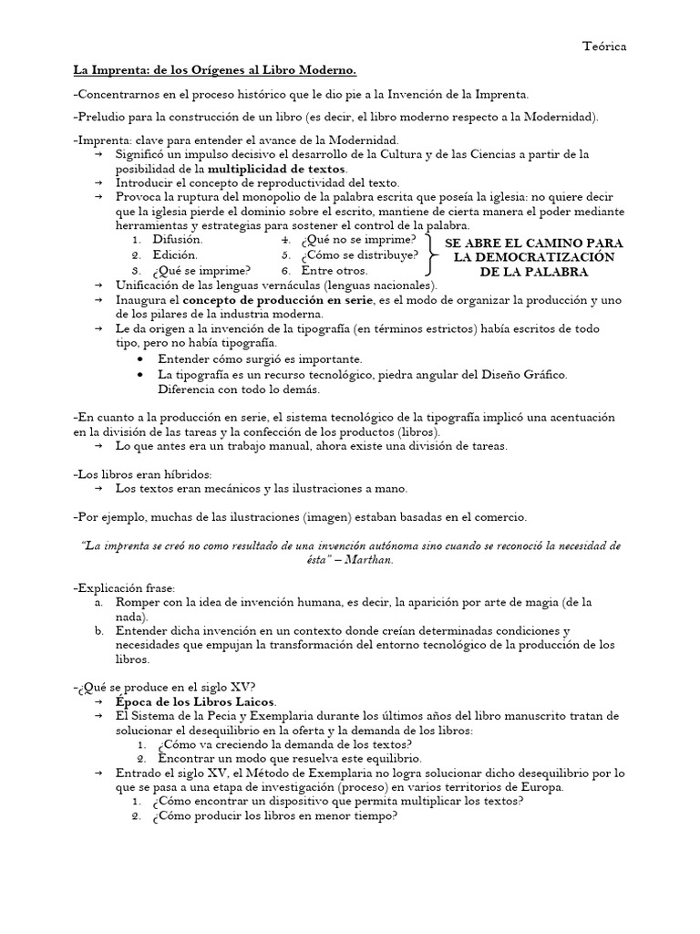 La Imprenta - Teórica | PDF | Imprenta | Libros