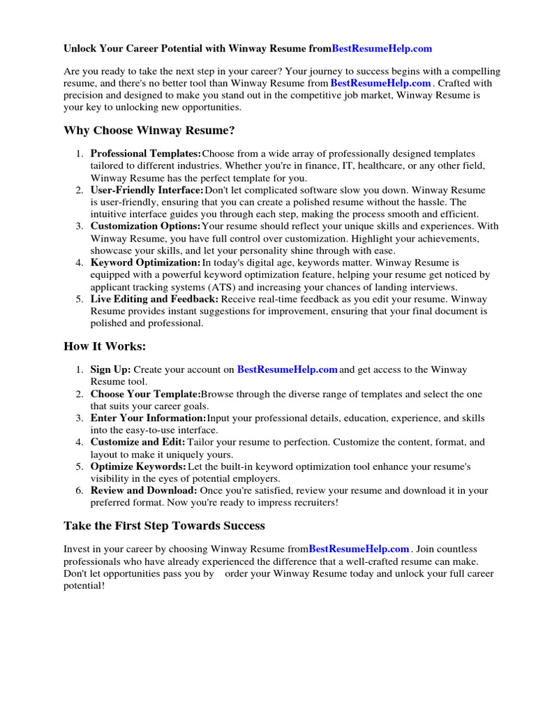 Winway Resume | Download Free PDF | Résumé | Application Software