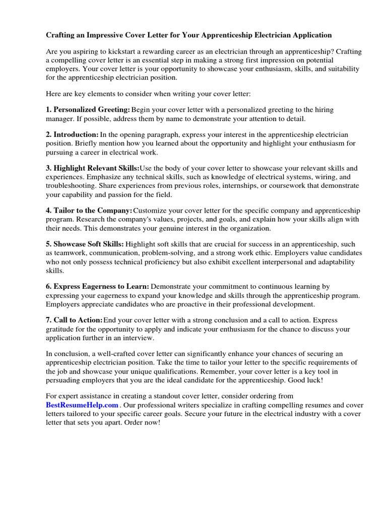 Cover Letter For Apprenticeship Electrician | PDF | Apprenticeship ...