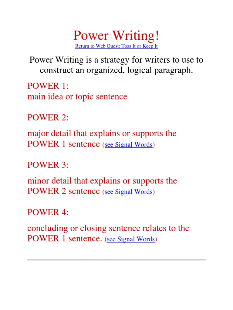 Power Writing!: Power Writing Is A Strategy For Writers To Use To ...