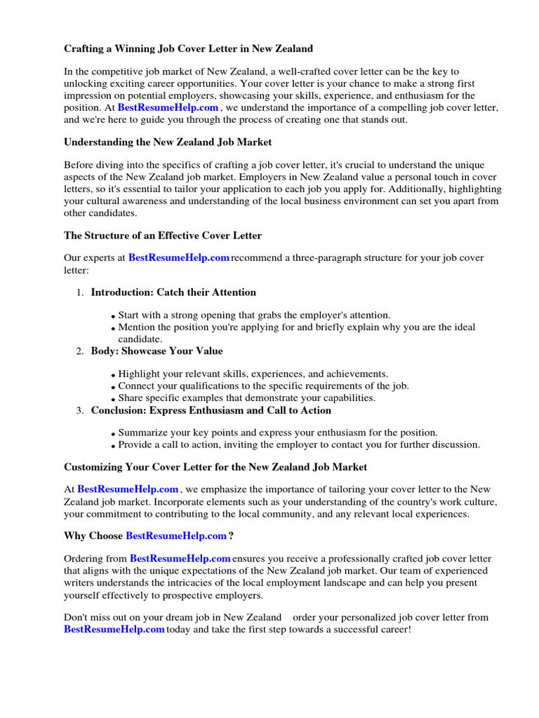 Job Cover Letter NZ | PDF | Résumé