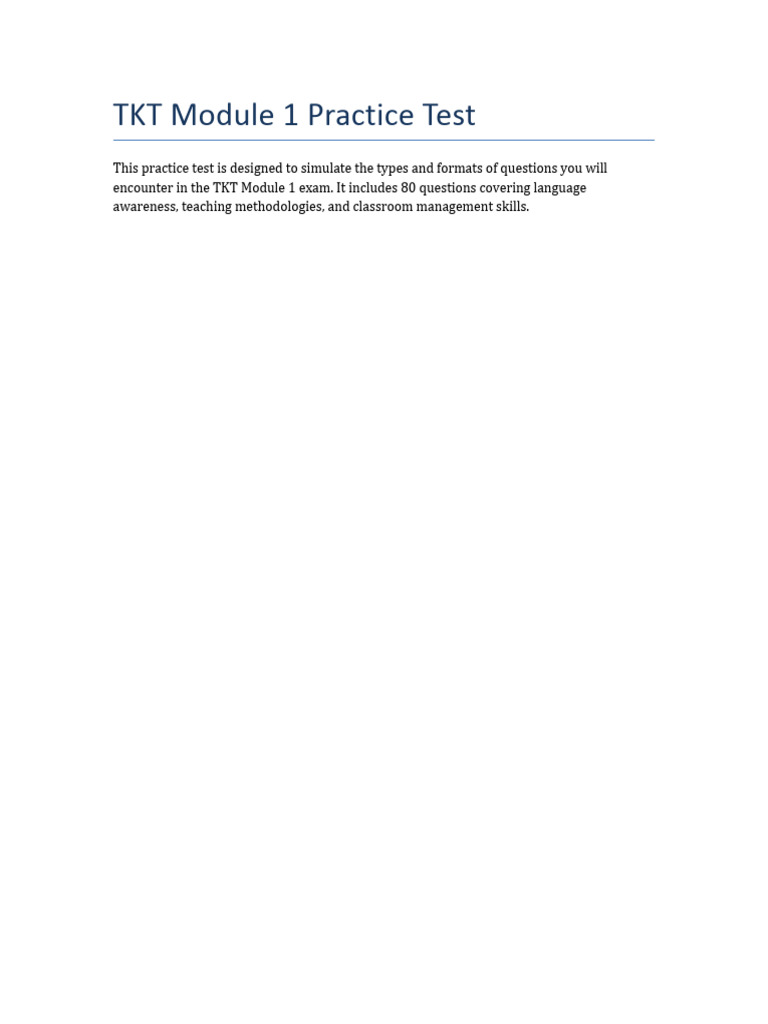 TKT Module 1 Practice Test Draft | PDF | Career & Growth | Language ...