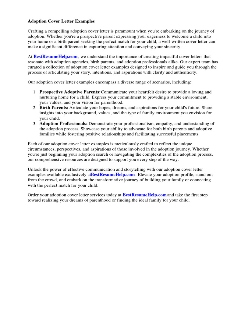 Adoption Cover Letter Examples | PDF | Adoption | Communication