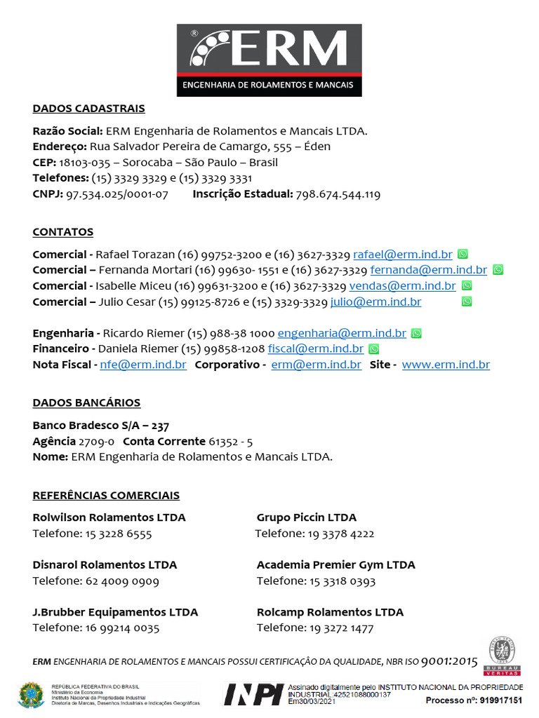 ERM Ficha Cadastral - Rev1 | PDF