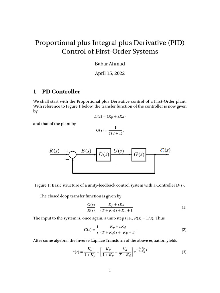 PD Control | PDF | Control Engineering | Mathematical Analysis