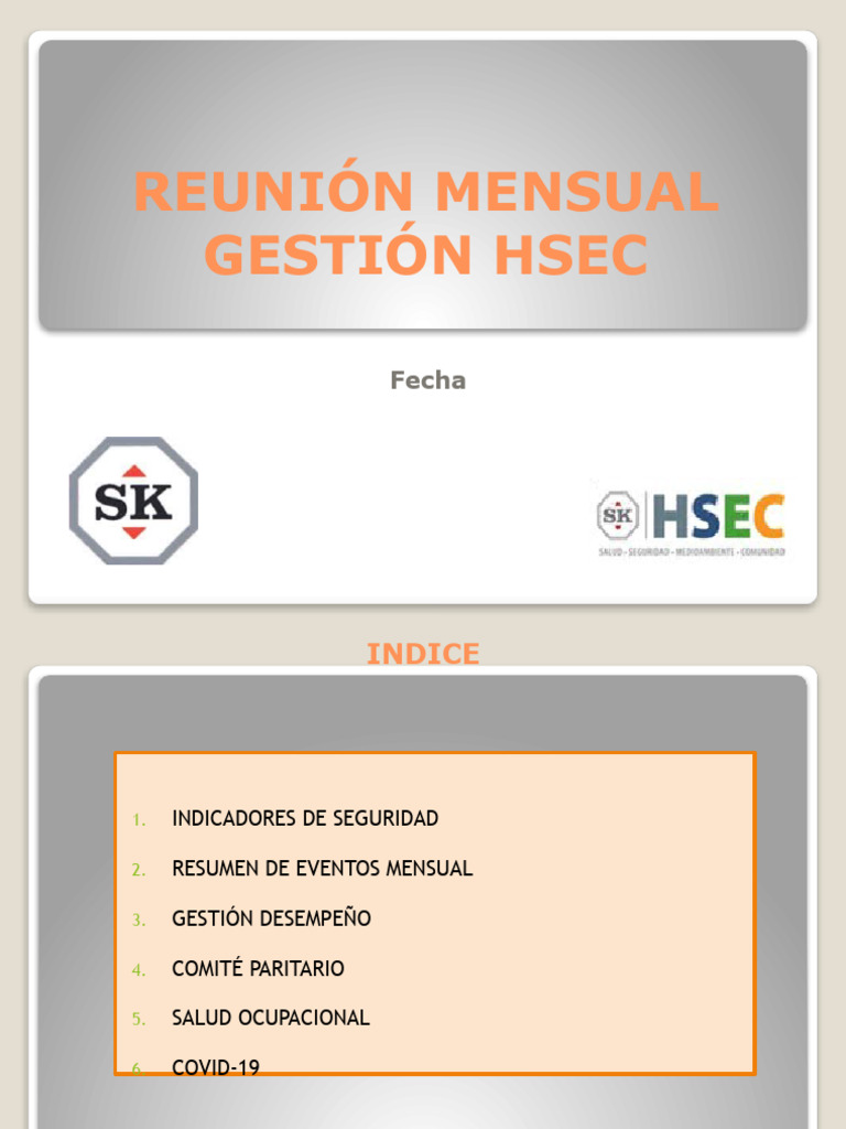 Formato Reunión Mensual HSEC Mayo 2022 | PDF