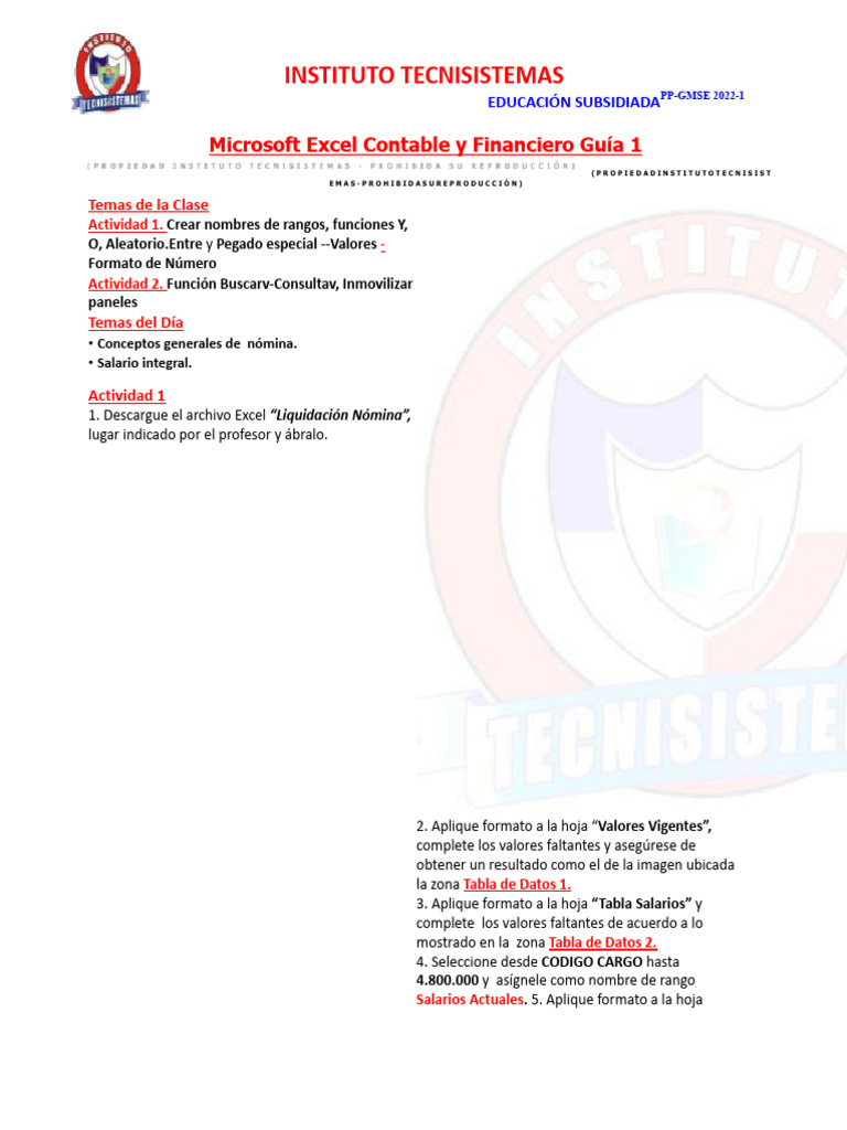 Microsoft Excel Guía 1 Tarea 7 | PDF | Microsoft Excel