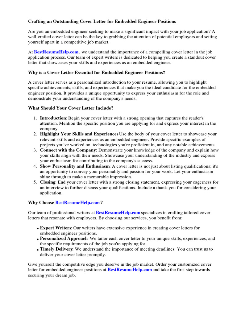 Cover Letter Tips for Embedded Engineers | PDF | Résumé | Engineer