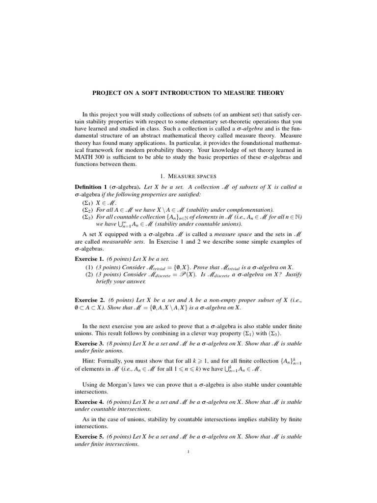 300 Measure Project | PDF | Set (Mathematics) | Measure (Mathematics)