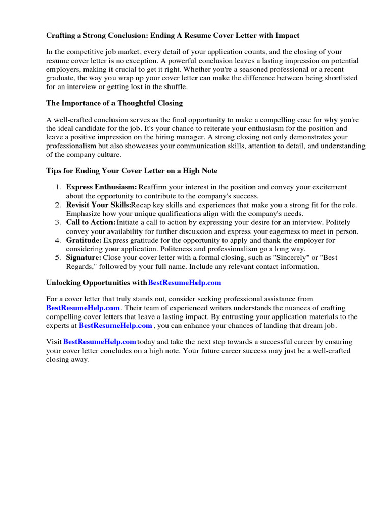 Ending A Resume Cover Letter | PDF | Résumé | Recruitment
