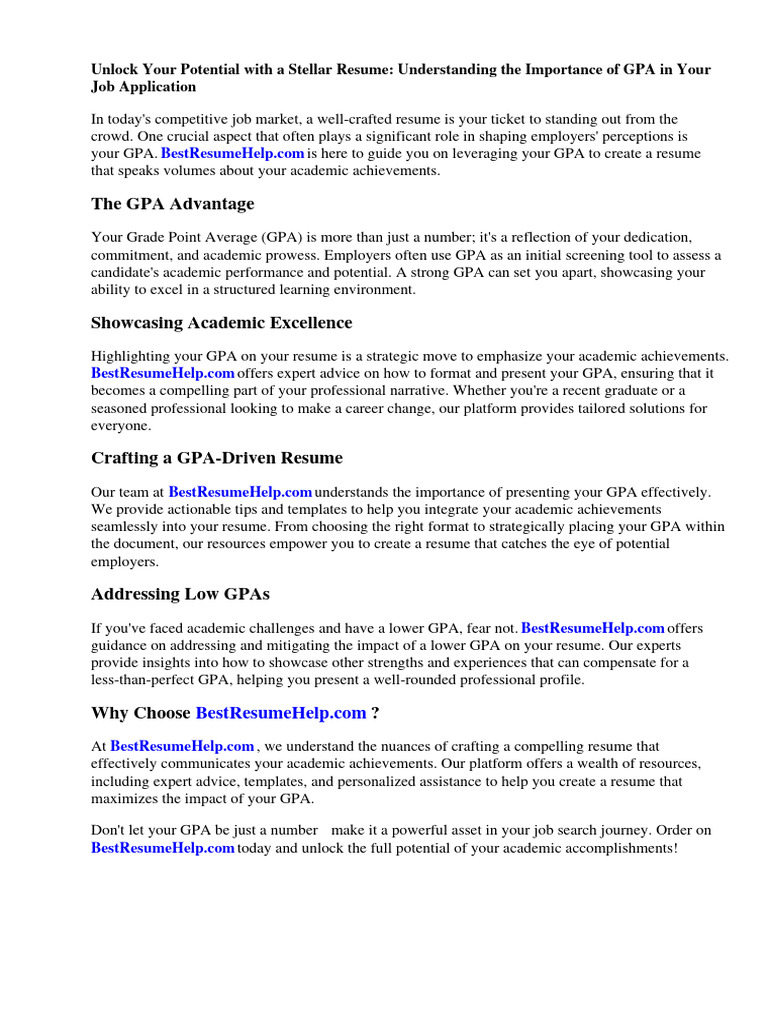 Resume Gpa | PDF | Résumé | Employment