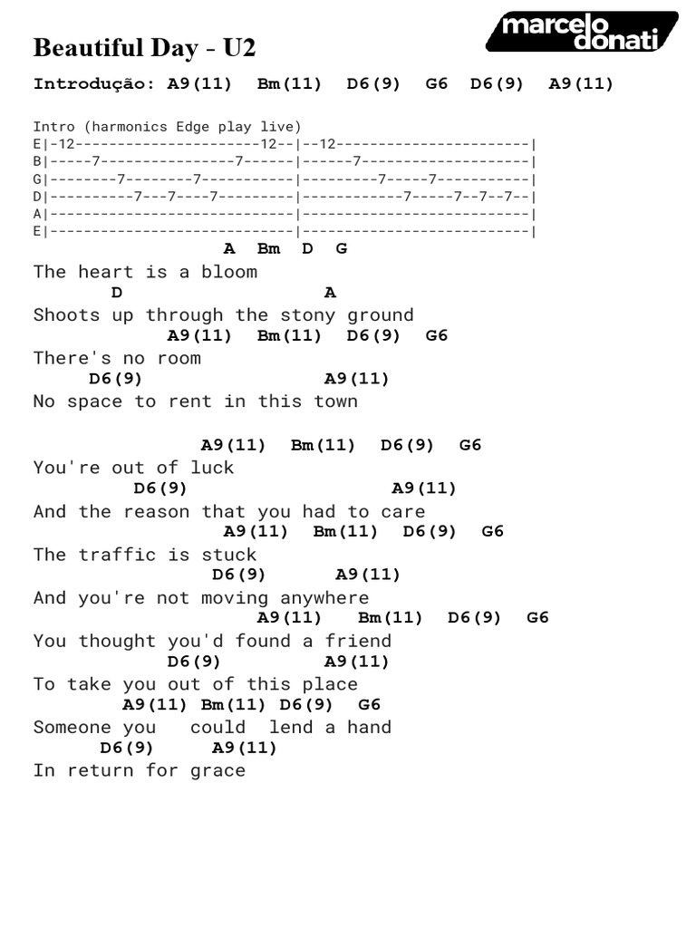 U2 Beautiful Day With Tabs | PDF | Songs Written | Irish Music