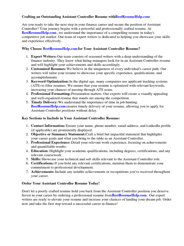 Assistant Controller Resume | PDF | Accounting | Résumé