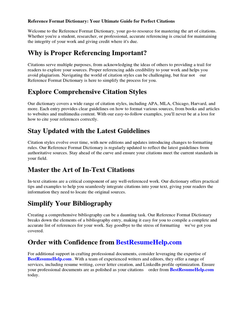 Reference Format Dictionary | Download Free PDF | Citation | Written ...