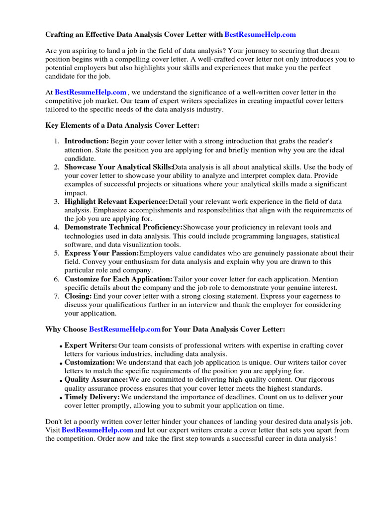 Data Analysis Cover Letter | PDF | Résumé | Data Analysis