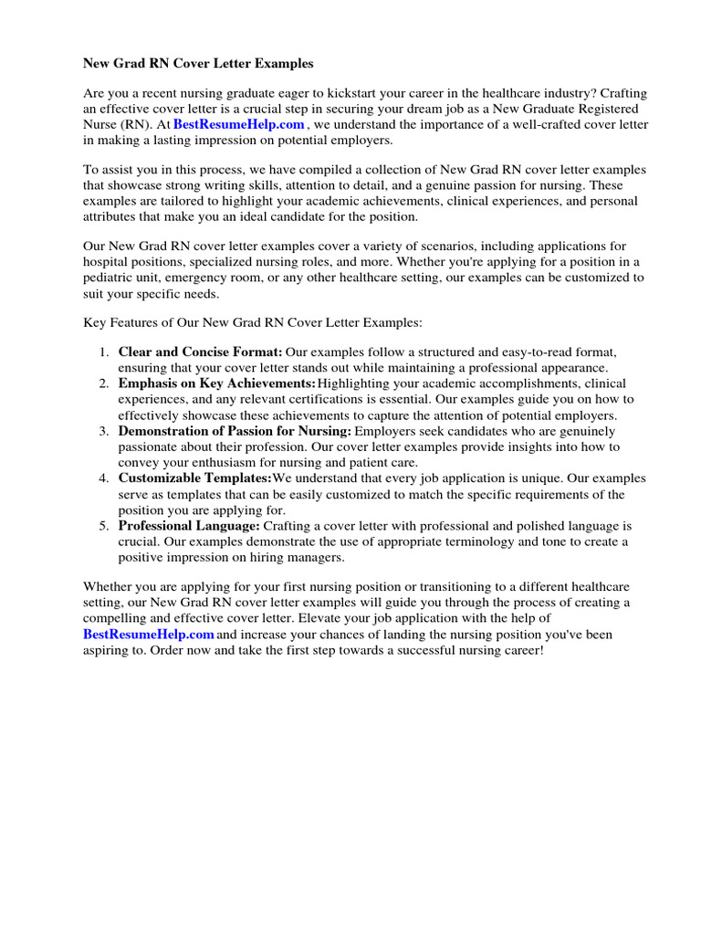 New Grad Rn Cover Letter Examples | PDF | Nursing | Health Care