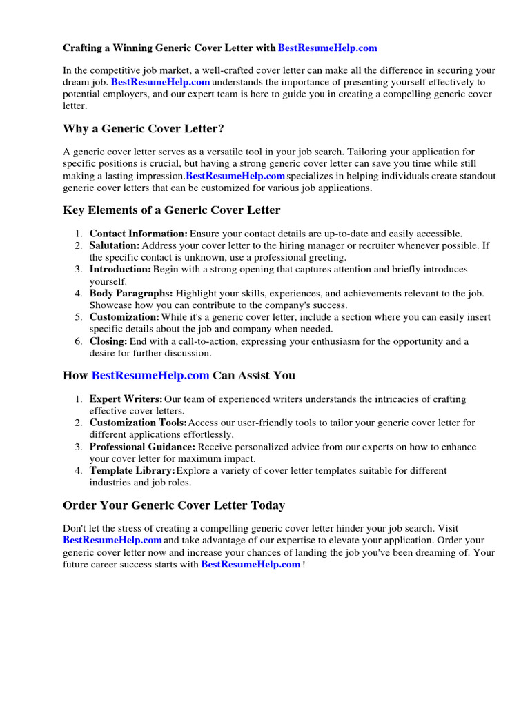 Generic Cover Letter Intro | PDF | Résumé | Http Cookie
