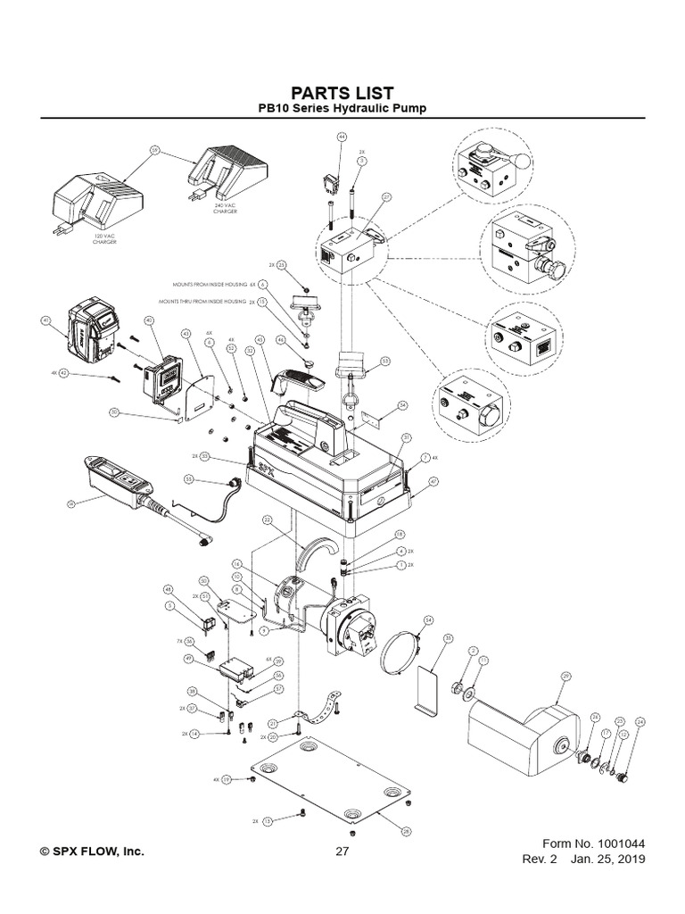 SPX PB10 Hydraulic Pump Parts List | PDF | Valve | Tools