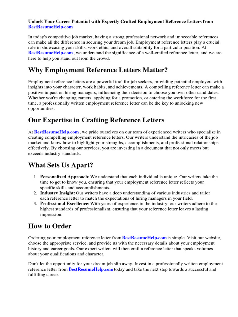 Employment Reference Letter Sample Uk | PDF | Employment