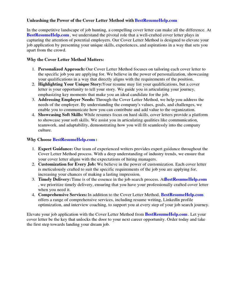 Cover Letter Method | PDF | Résumé | Experience