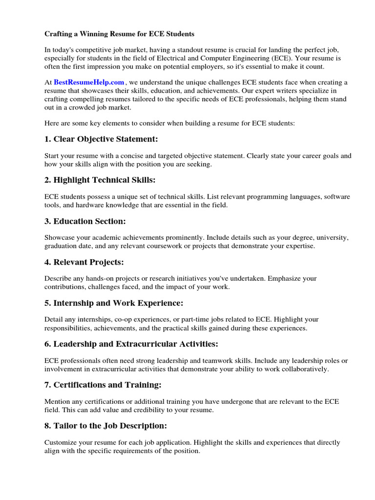 Resume For Ece Students | PDF | Electronic Engineering | Résumé