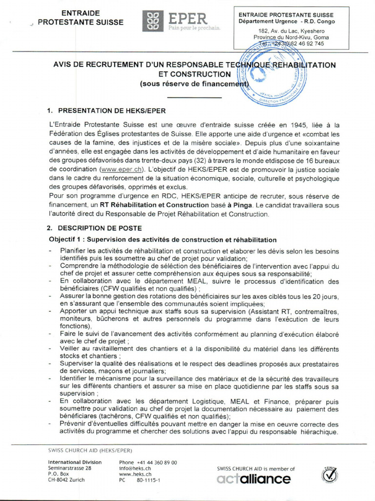 Scan Avis de Recrutement Dun Responsable Technique Rehabilitation Construction | PDF