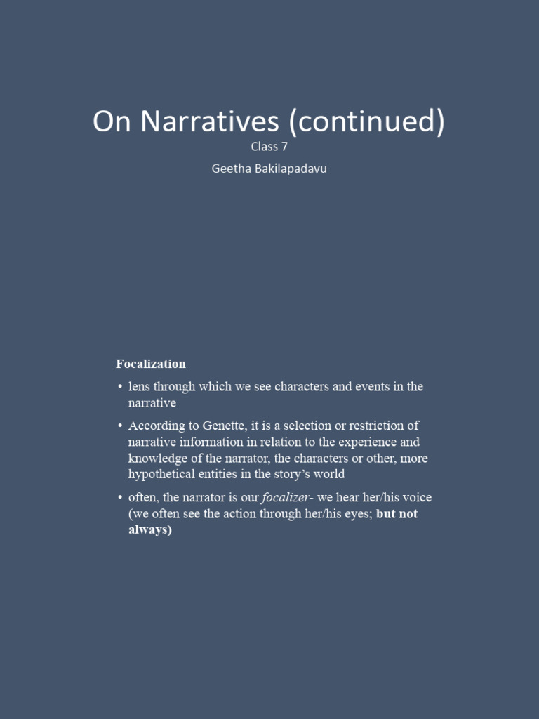Class 7-On Narratives (Continued) | PDF